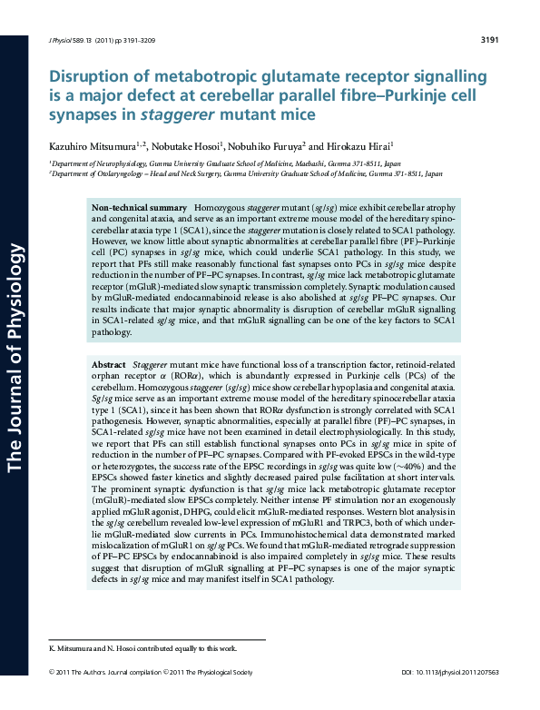 (PDF) Disruption of metabotropic glutamate receptor signalling is a ...