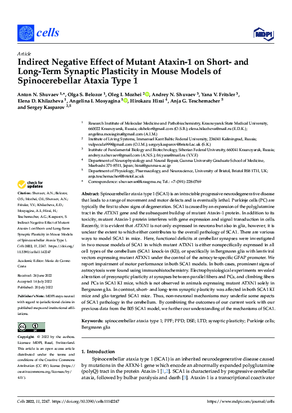 (PDF) Indirect Negative Effect of Mutant Ataxin-1 on Short- and Long ...