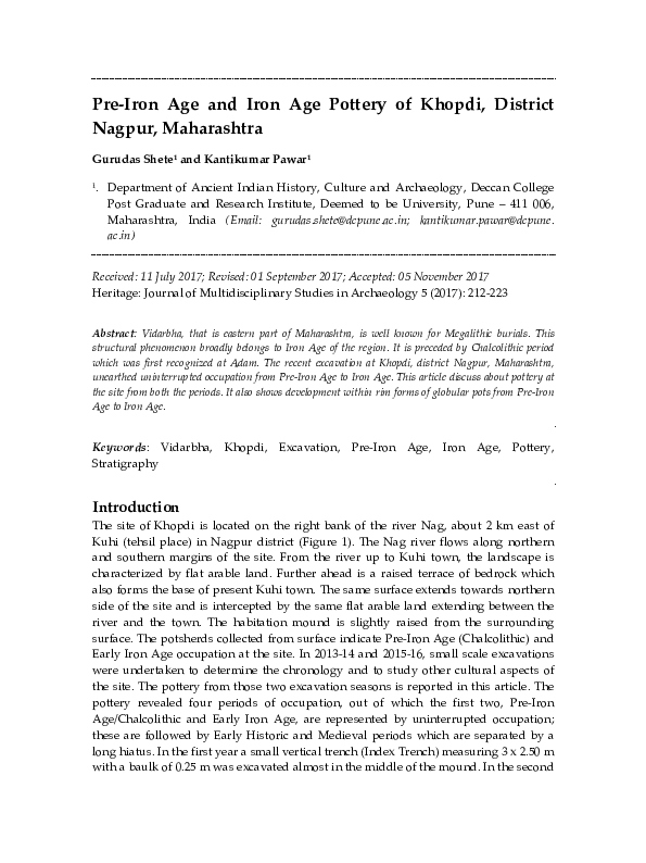 (PDF) Pre-Iron Age and Iron Age Pottery of Khopdi, District Nagpur ...