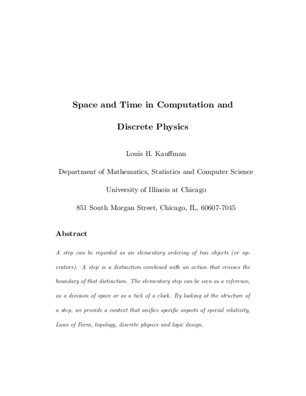 (PDF) Space and Time in Computation and Discrete Physics