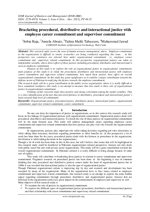 (PDF) Bracketing procedural, distributive and interactional justice ...