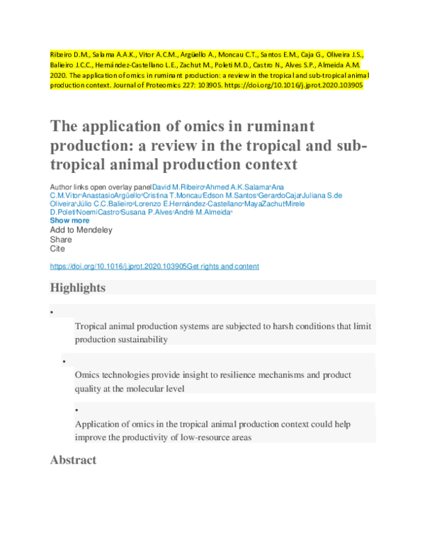 (PDF) The application of omics in ruminant production: a review in the ...