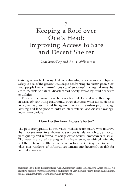 (PDF) 3 Keeping a Roof over One’s Head: Improving Access to Safe and ...