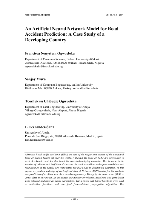 (PDF) An Artificial Neural Network Model for Road Accident Prediction: A Case Study of a ...