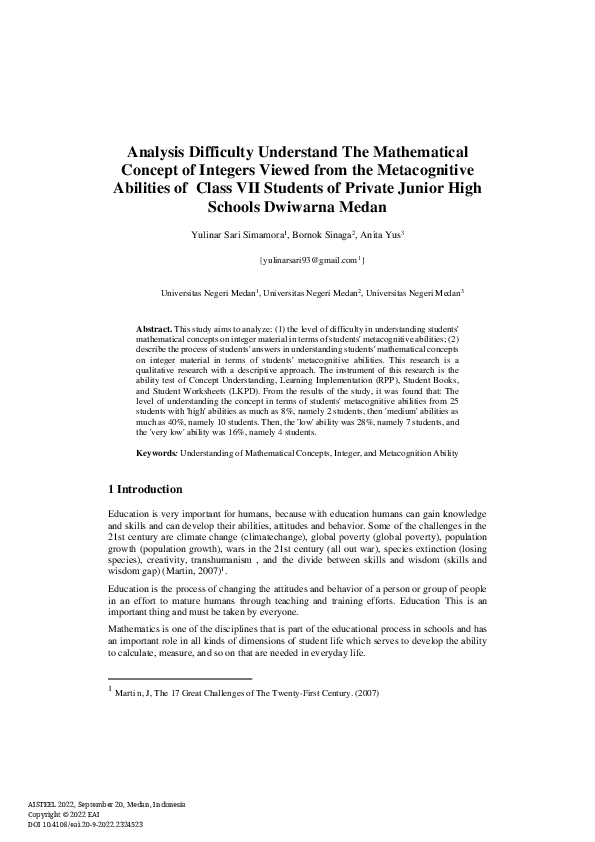 (PDF) Analysis Difficulty Understand The Mathematical Concept of ...