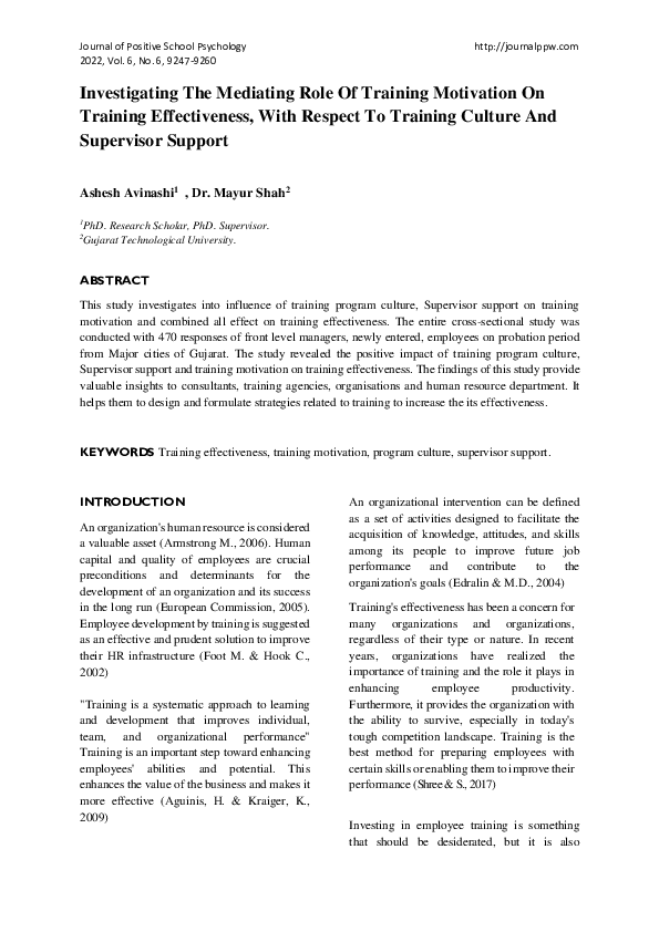 (PDF) Investigating The Mediating Role Of Training Motivation On ...