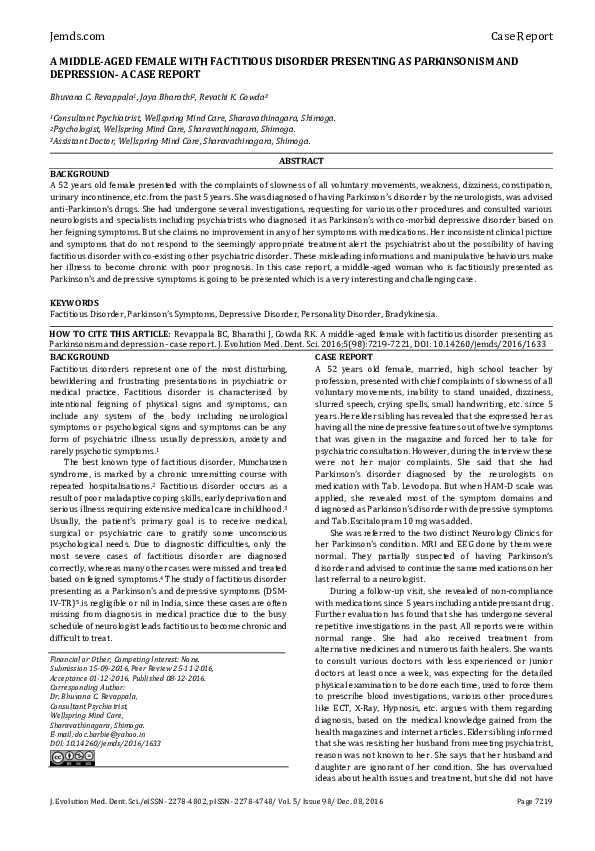 (PDF) A Middle-Aged Female with Factitious Disorder Presenting as ...
