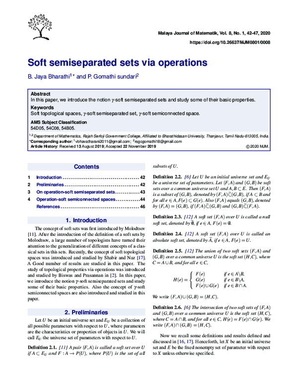 (PDF) Soft semiseparated sets via operations