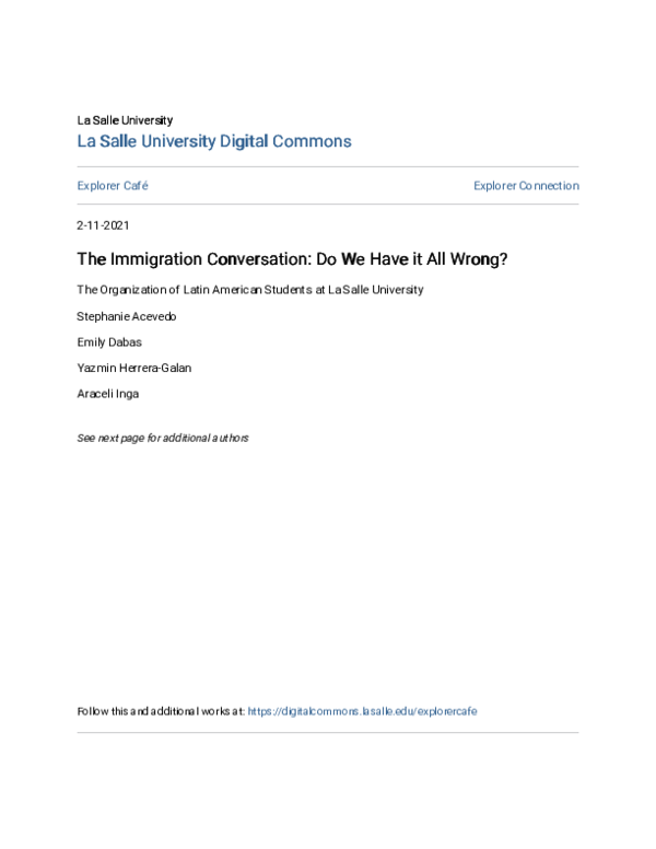 (PDF) The Immigration Conversation: Do We Have it All Wrong?