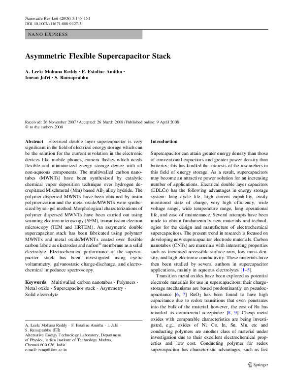 (PDF) Asymmetric Flexible Supercapacitor Stack