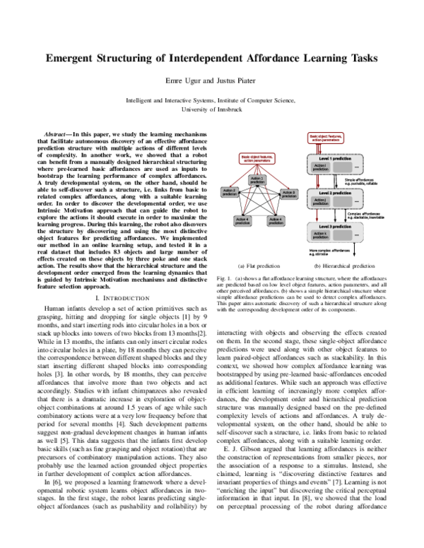 (PDF) Emergent structuring of interdependent affordance learning tasks | Justus Piater ...