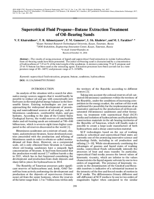 (PDF) Supercritical fluid propane–butane extraction treatment of oil ...