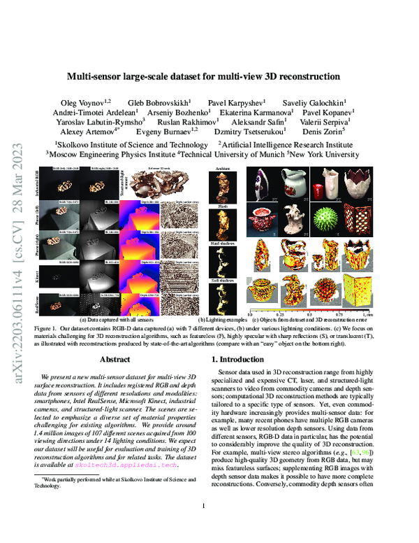 (PDF) Multi-sensor large-scale dataset for multi-view 3D reconstruction