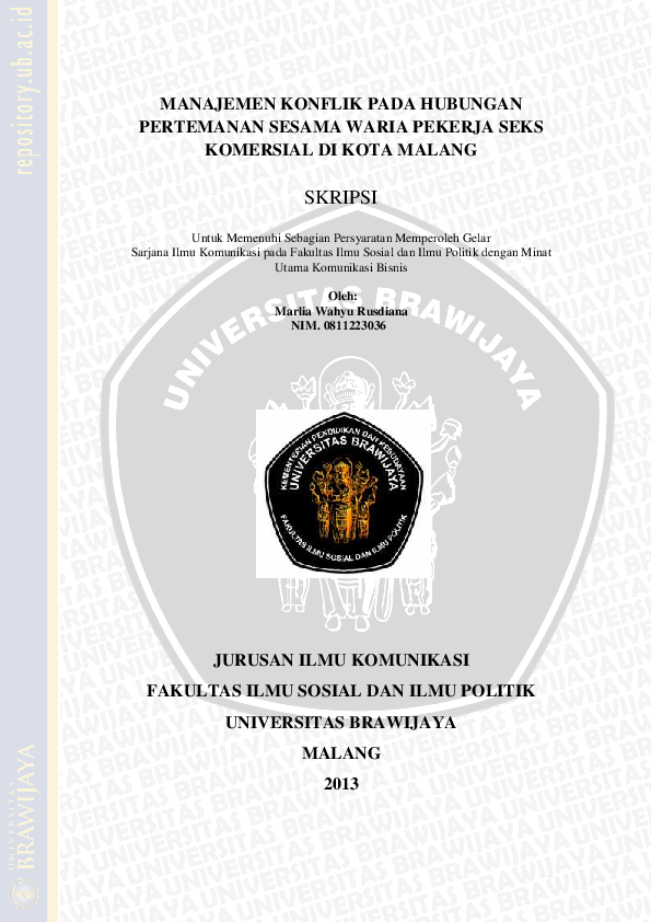 (PDF) Manajemen Konflik Pada Hubungan Pertemanan Sesama Waria Pekerja Seks Komersial di Kota Malang