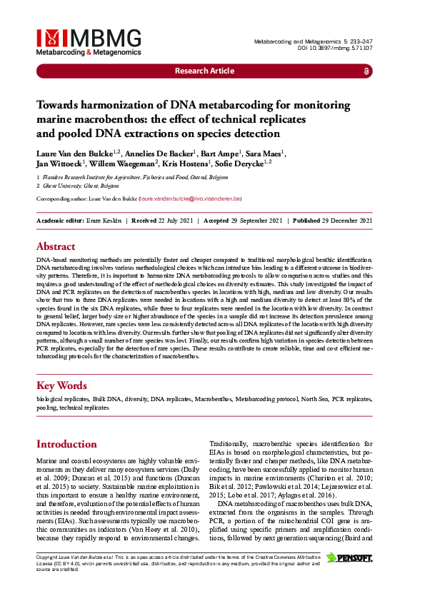 (PDF) Towards harmonization of DNA metabarcoding for monitoring marine ...
