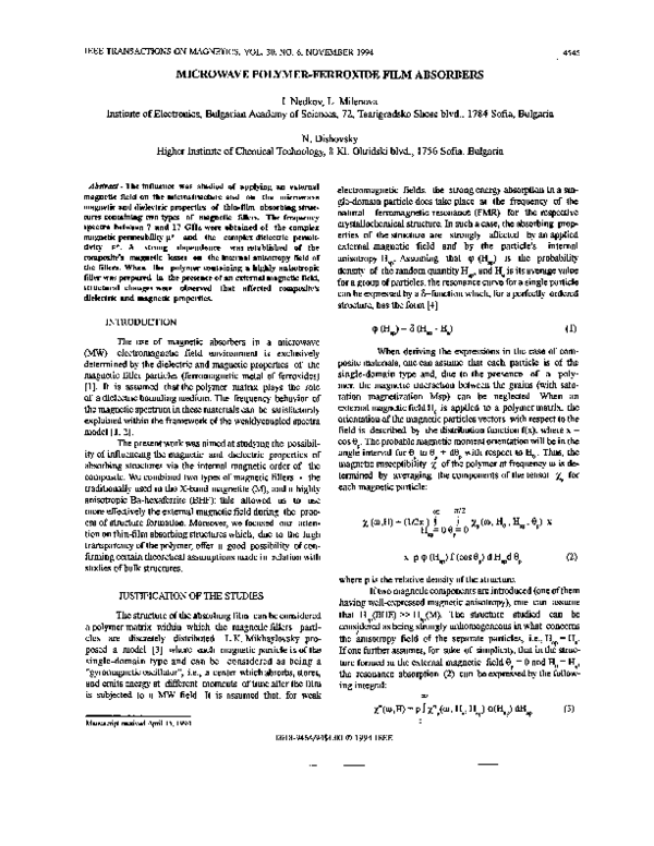 (PDF) Microwave polymer-ferroxide film absorbers