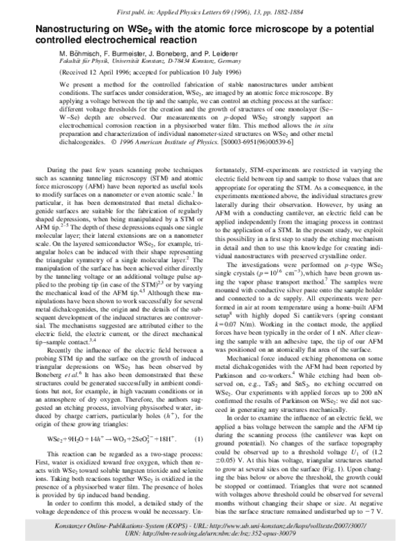 (PDF) Nanostructuring on WSe2 with the atomic force microscope by a potential controlled ...