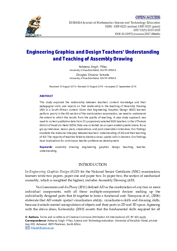(PDF) Engineering Graphics and Design Teachers’ Understanding and ...