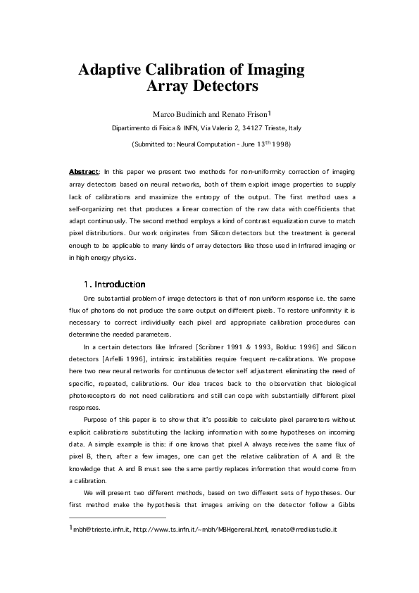 (PDF) Adaptive Calibration of Imaging Array Detectors