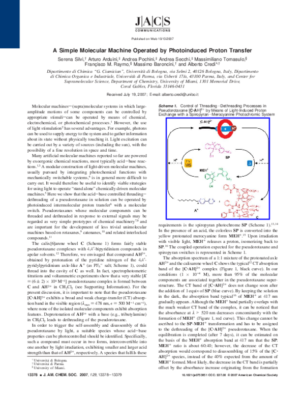 (PDF) A Simple Molecular Machine Operated by Photoinduced Proton Transfer