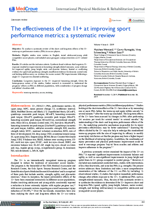 (PDF) The effectiveness of the 11+ at improving sport performance ...