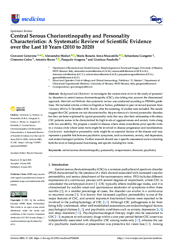 (PDF) Central Serous Chorioretinopathy and Personality Characteristics ...