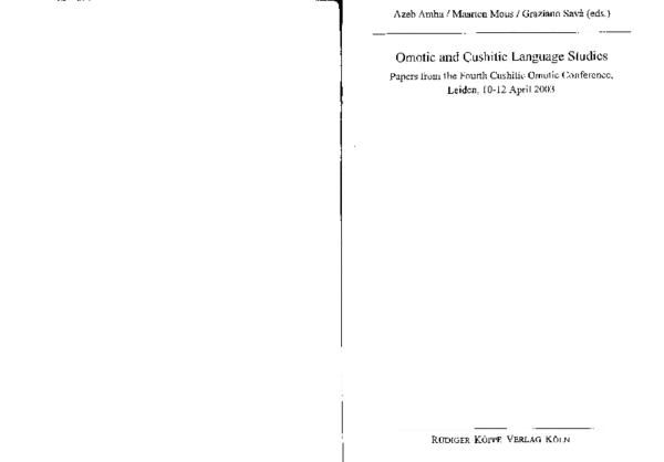 (PDF) Beja historical phonology: Consonantism. In: Omotic and Cushitic ...