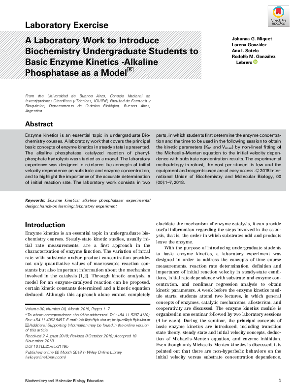 (PDF) A laboratory work to introduce biochemistry undergraduate ...