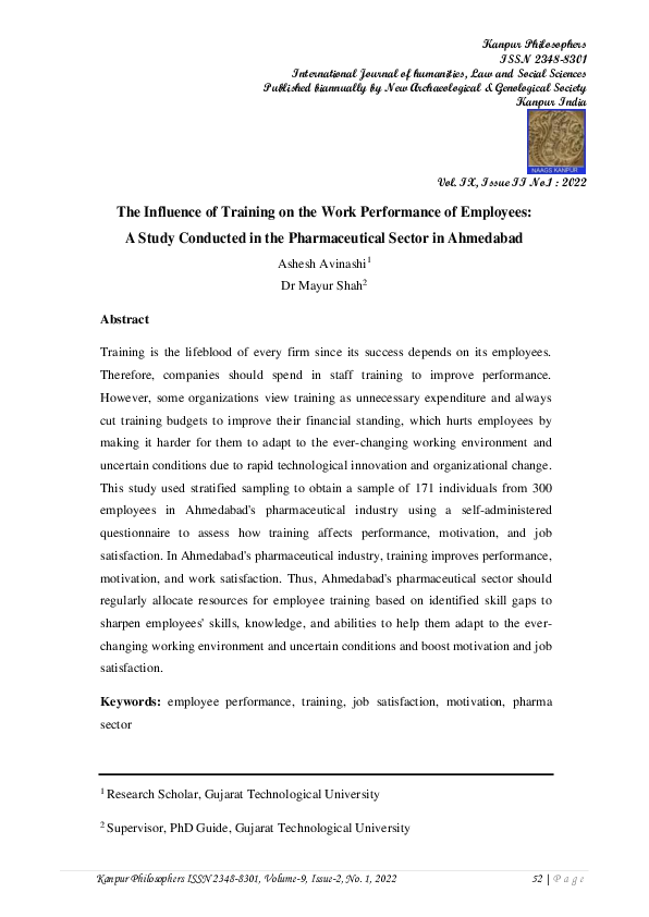 (PDF) The Influence of Training on the Work Performance of Employees: A ...