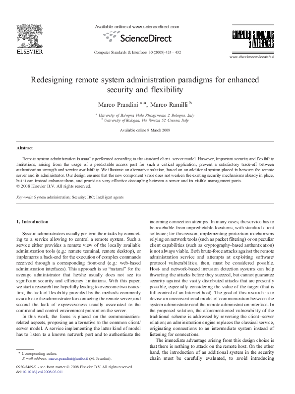 (PDF) Redesigning remote system administration paradigms for enhanced security and flexibility ...