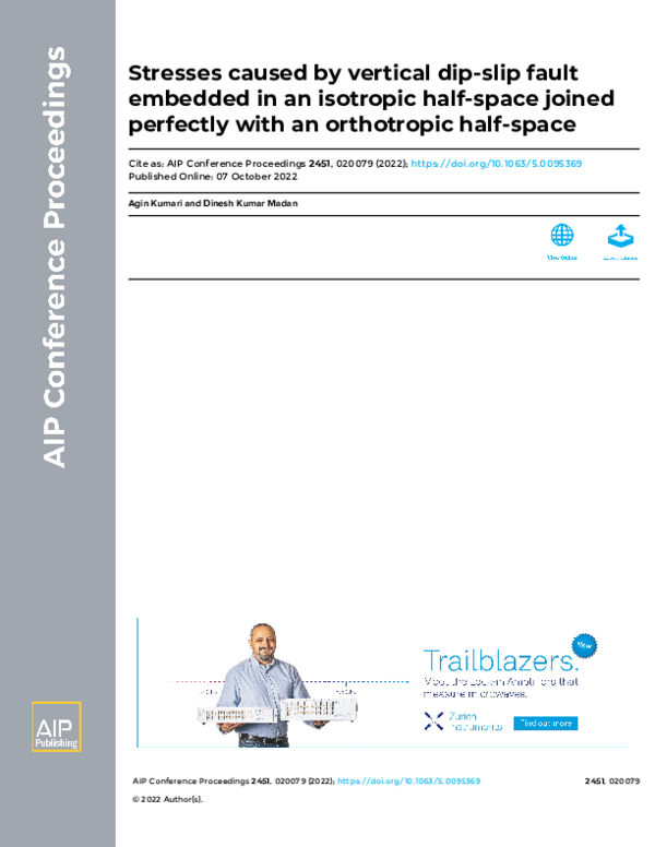 (PDF) Stresses caused by vertical dip-slip fault embedded in an ...