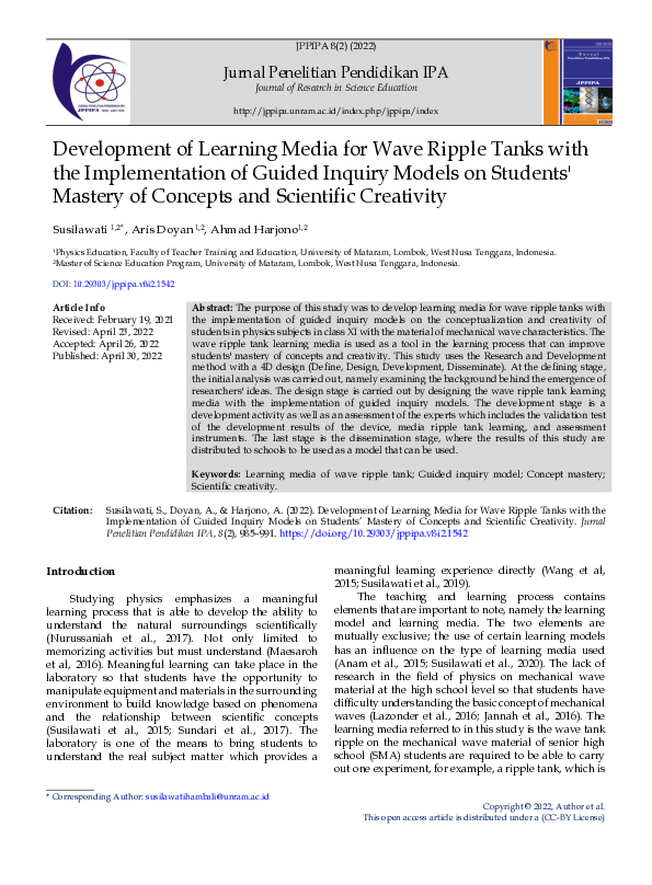 (PDF) Development of Learning Media for Wave Ripple Tanks with the ...