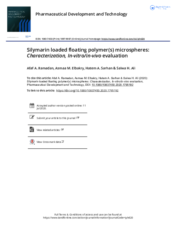 (PDF) Silymarin loaded floating polymer(s) microspheres ...
