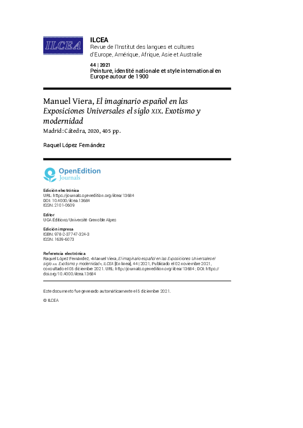 (PDF) «Manuel Viera, El imaginario español en las Exposiciones Universales el siglo xix ...