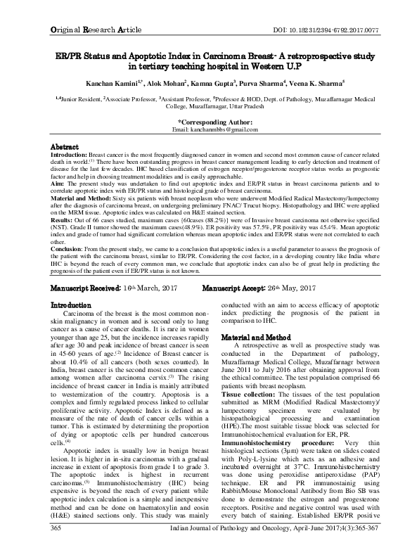 (PDF) ER/PR Status and Apoptotic Index in Carcinoma Breast- A ...
