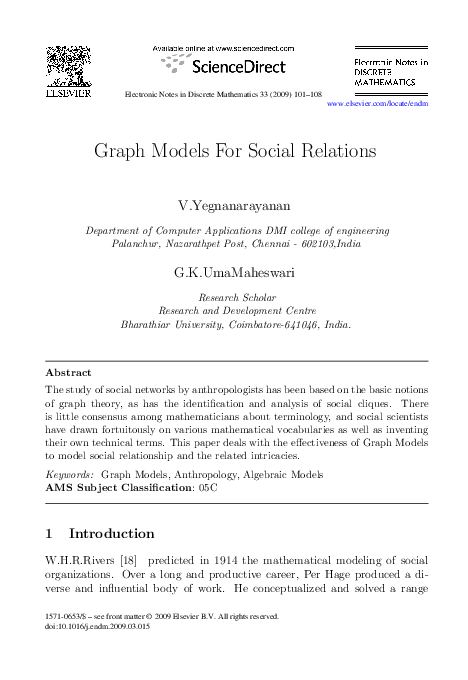(PDF) Graph Models For Social Relations