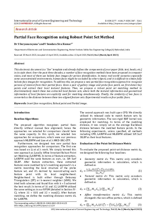 (PDF) Partial Face Recognition using Robust Point Set Method (PDF) Partial Face Recognition using Robust Point Set Method