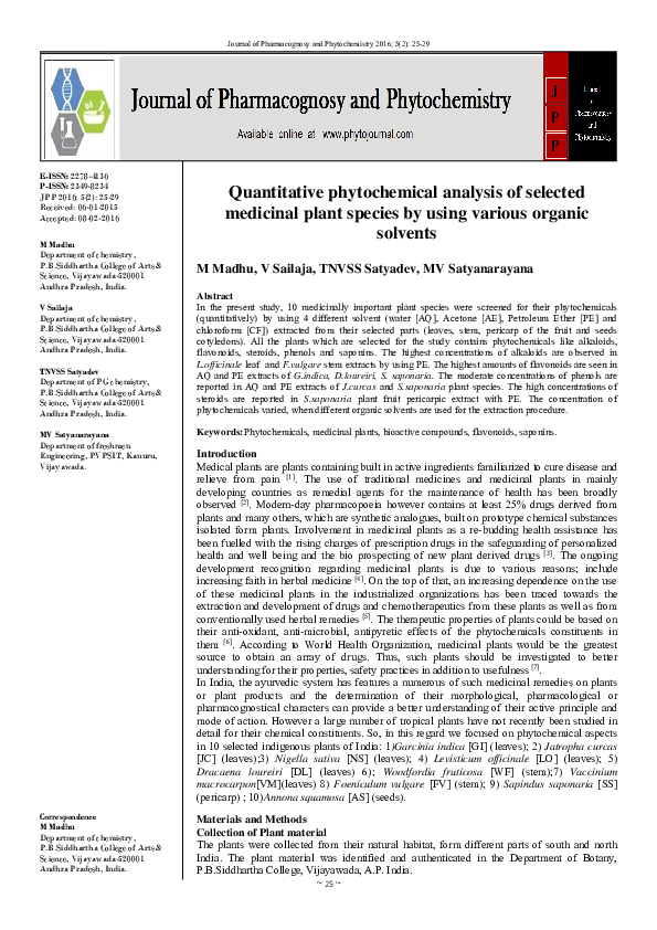 (PDF) Quantitative phytochemical analysis of selected medicinal plant species by using various ...