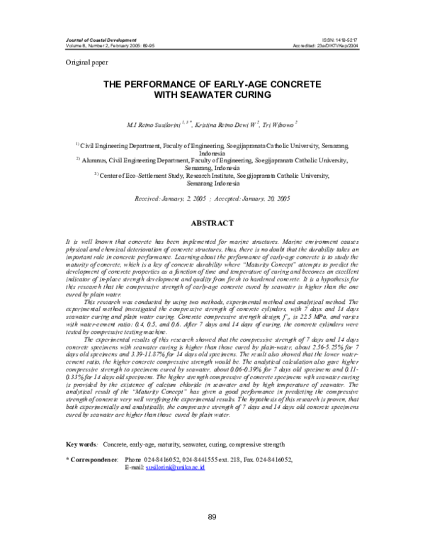 (PDF) The Performance of Early-Age Concrete with Seawater Curing | Tri ...