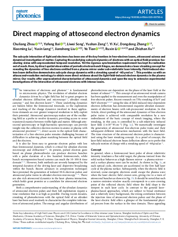 Pdf Direct Mapping Of Attosecond Electron Dynamics