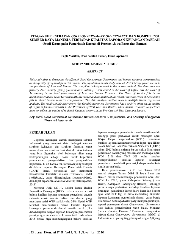 (PDF) PENGARUH PENERAPAN GOOD GOVERNMENT GOVERNANCE DAN KOMPETENSI SUMBER DAYA MANUSIA TERHADAP ...