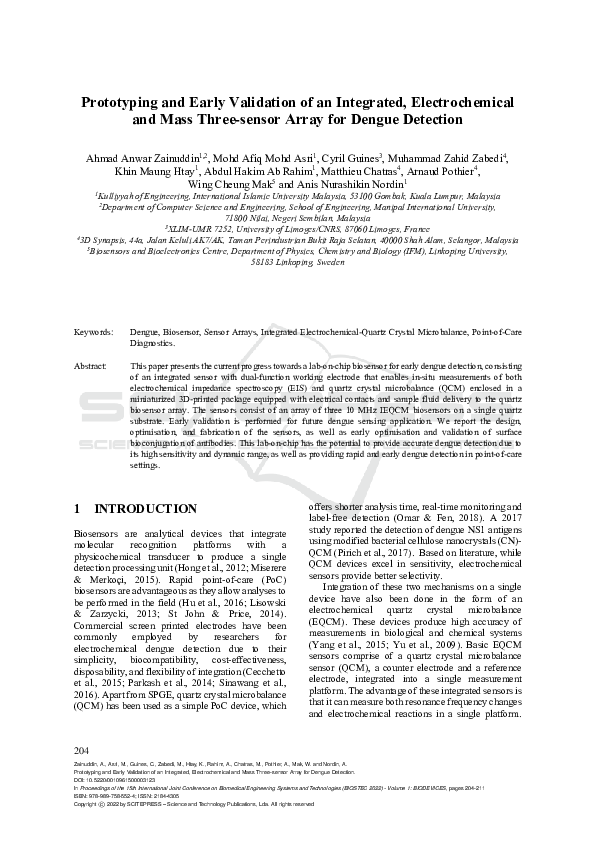 (PDF) Prototyping and Early Validation of an Integrated, Electrochemical and Mass Three-sensor ...