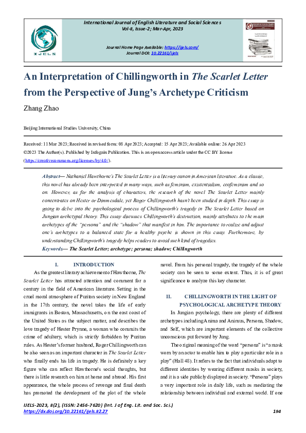 (PDF) An Interpretation of Chillingworth in The Scarlet Letter from the ...