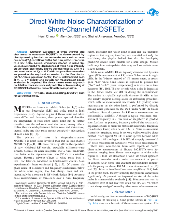 (PDF) Direct White Noise Characterization of Short-Channel MOSFETs