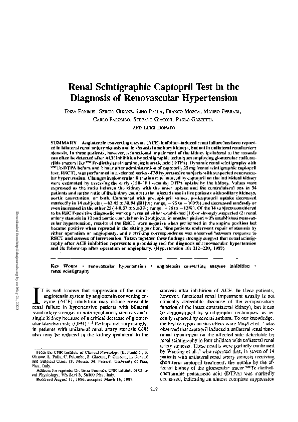 (PDF) Renal scintigraphic captopril test in the diagnosis of ...