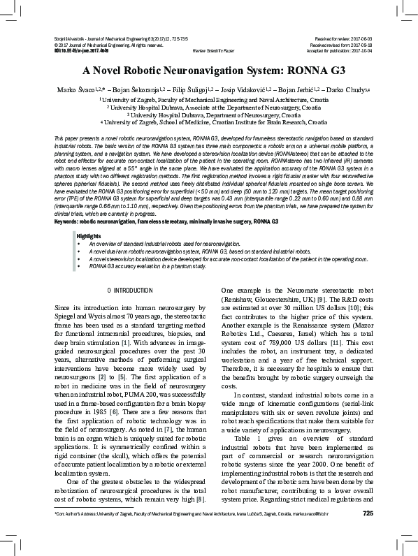 (PDF) A Novel Robotic Neuronavigation System: RONNA G3