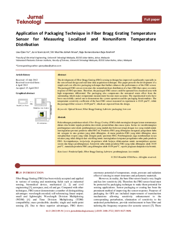 Pdf Enhanced Fbg Sensors For Accurate Temperature Measurement