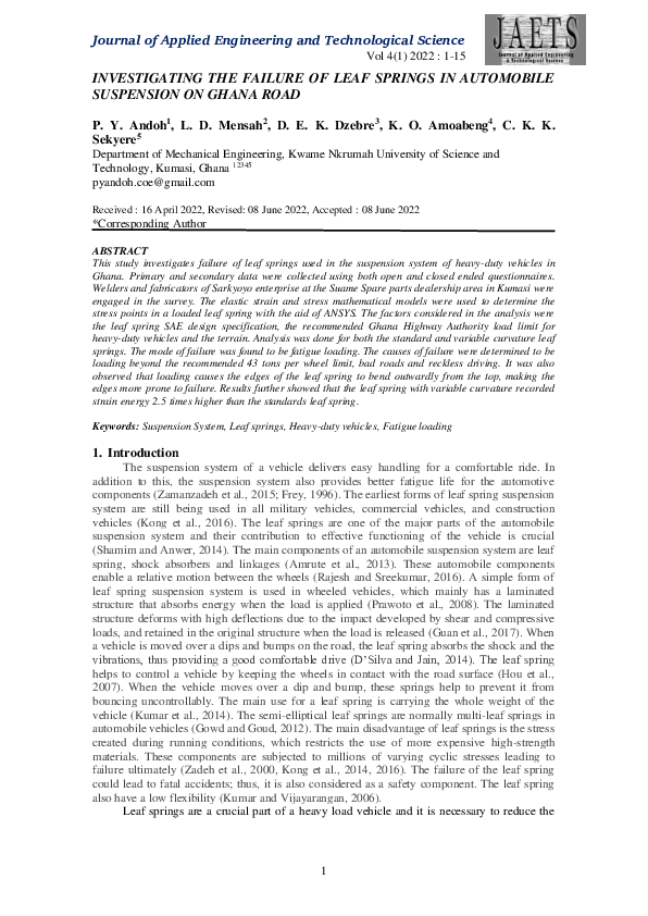 (PDF) Investigating The Failure of Leaf Springs in Automobile ...