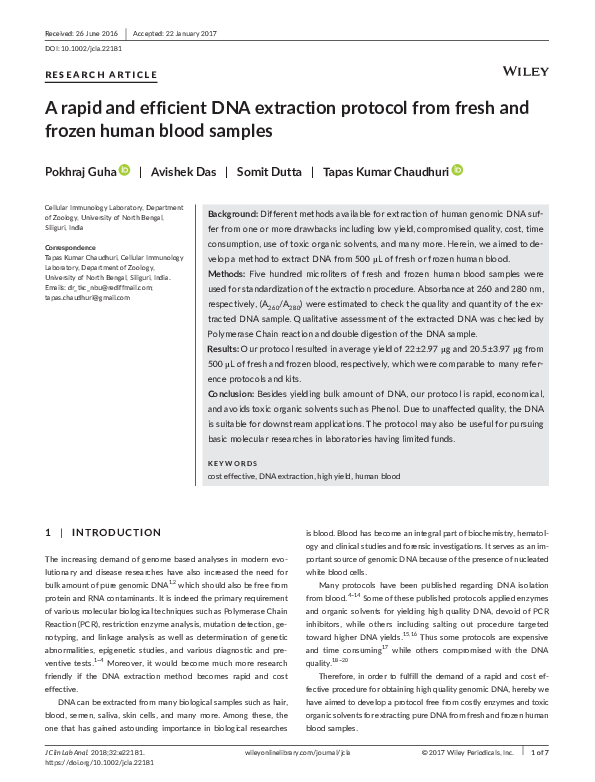 (PDF) A rapid and efficient DNA extraction protocol from fresh and ...