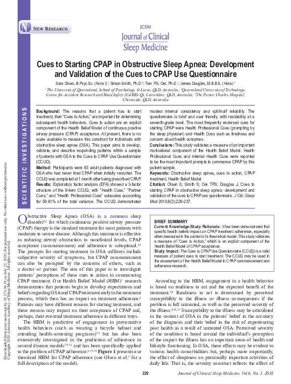 (PDF) Cues to Starting CPAP in Obstructive Sleep Apnea: Development and ...